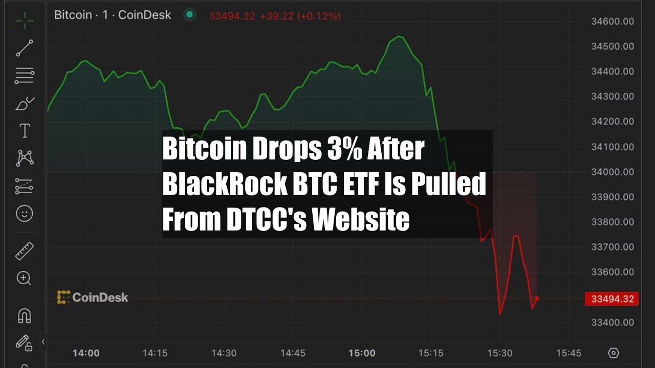 Bitcoin Drops 3% After BlackRock BTC ETF Is Pulled From DTCC's Website - YouTube