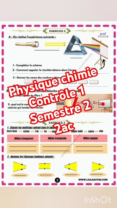 contrôle 1 semestre 2 physique chimie 2ac - YouTube