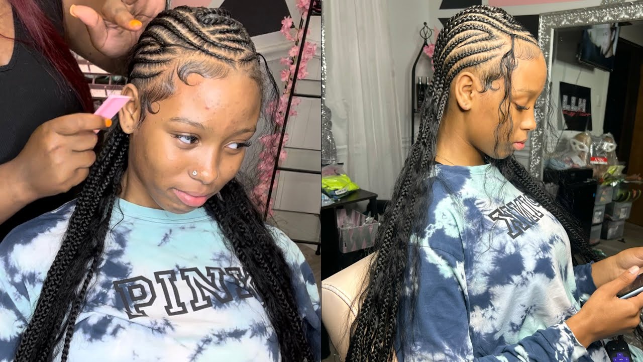 New Trending Tetris Straight Backs🔥latto Braids Freestyle Bohemian Straight Back Feedins🔥