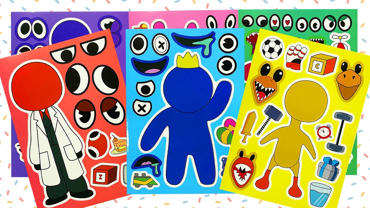 Decorate Sticker Book 🌈 RAINBOW FRIENDS🌈 : Red, Blue, Green, Orange ...