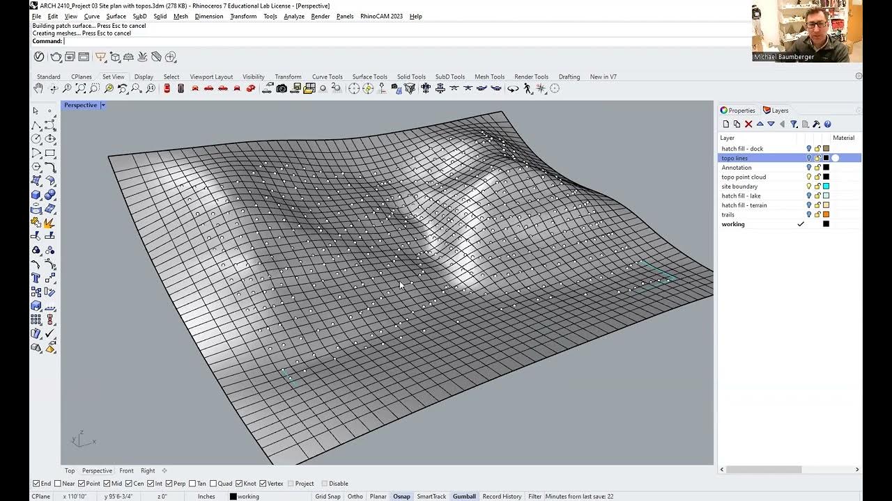 Building a Solid Site Model from Contour Lines in Rhino - YouTube