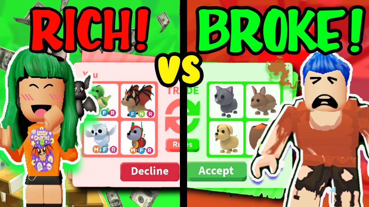 COUPLES *RICH VS BROKE* TRADING CHALLENGE in Adopt Me Roblox! *cute ...
