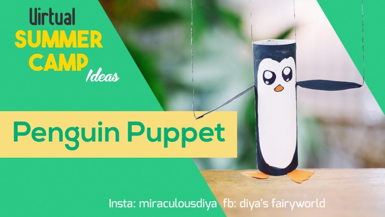 Online summer camp activities | Ep 7 | Penguin puppet with paper | Diya ...