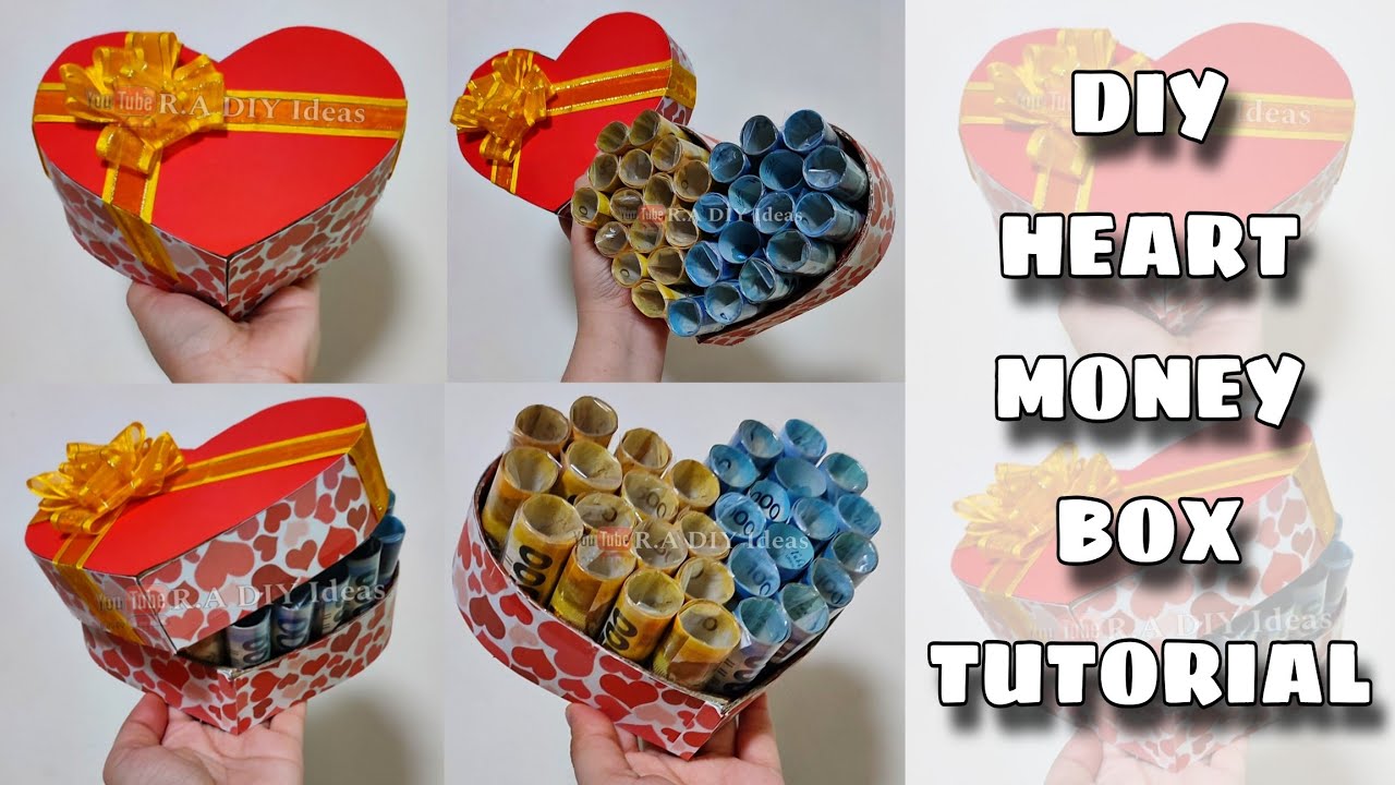 How to make Money Heart Gift Box - YouTube