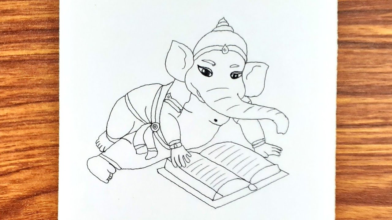 Ganpati Bappa Reading Books📚 | Ganesh Drawing | Ganpati Drawing - YouTube