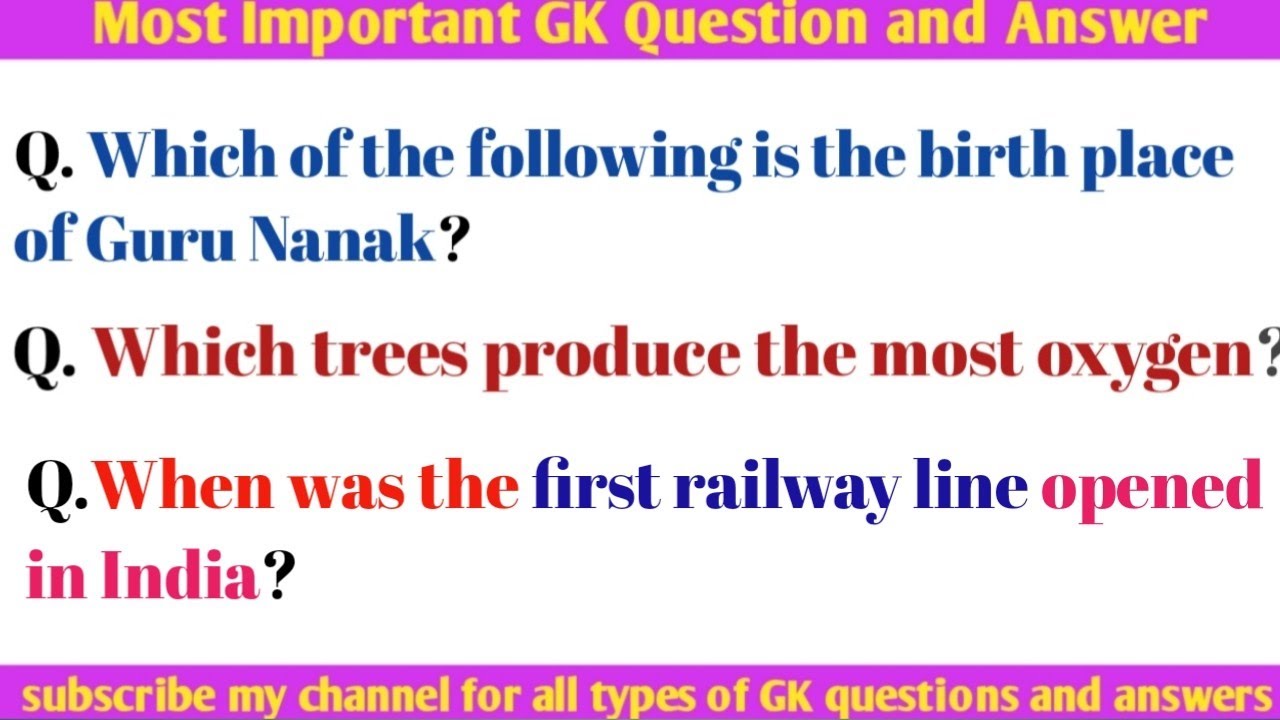 GK Part 9 | GK question & answer in English | important GK quiz ...
