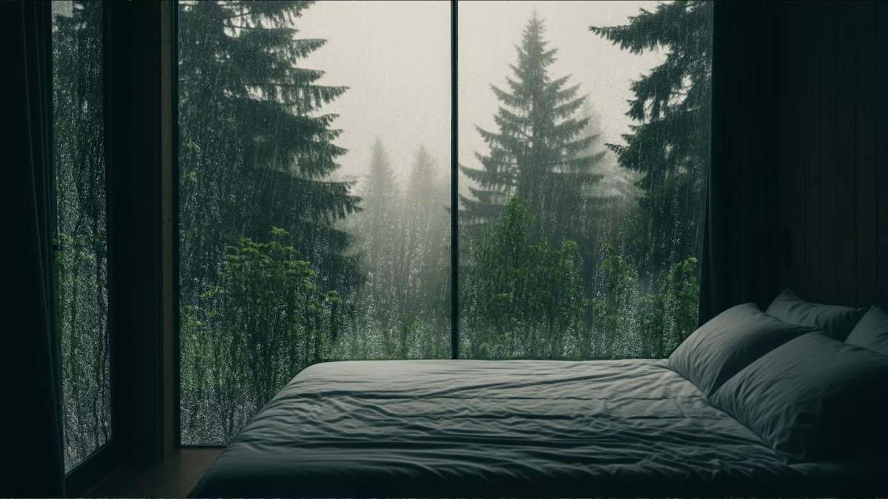 Gentle Cabin Rain Sound Natural Peaceful Background for Deep Relaxation ...