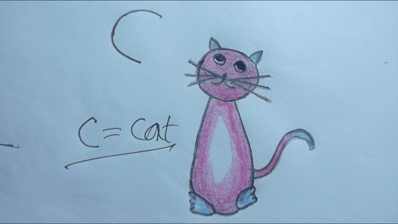 how to draw cat from letter "C"/alphabet to drawing /c letter theke cat ...