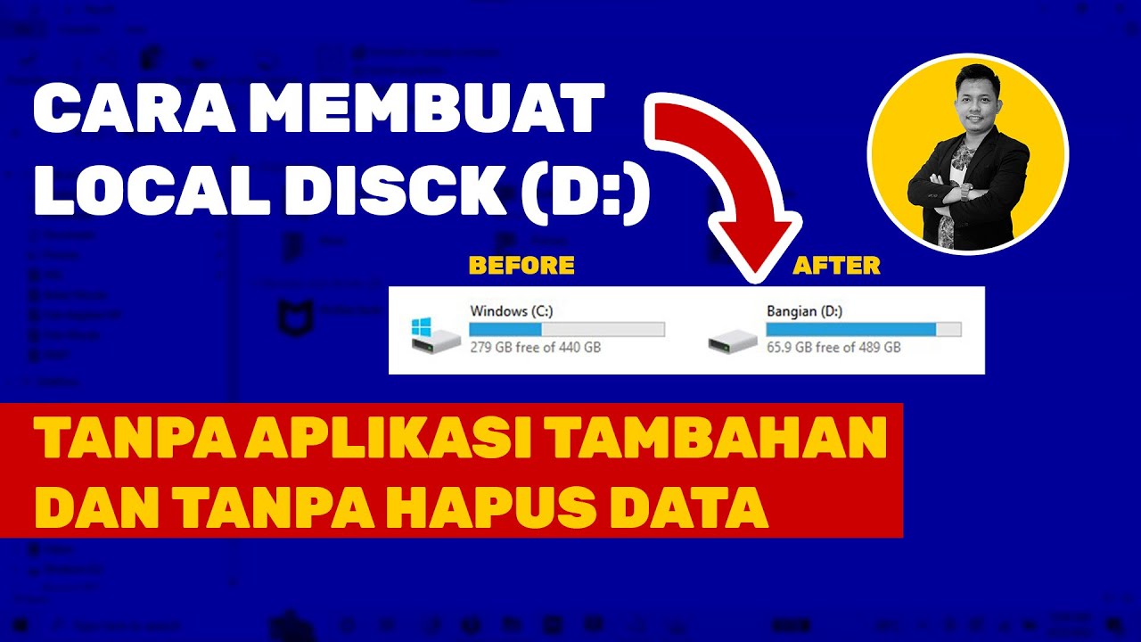 Cara Membuat Partisi LOCAL DISK D atau Data D Di Windows 10 | gampang ...