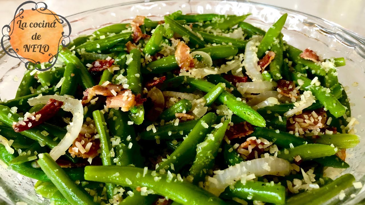 EJOTES CON TOCINO Y QUESO PARMESANO!😎|Una receta, fácil, rica y rápida ...