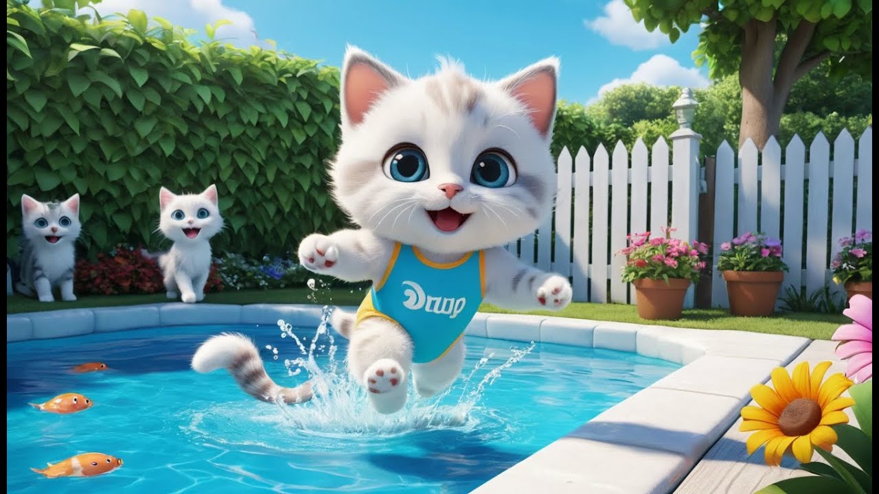 Six Little Kittens Jumping in the Pool | Fun Kitten Song for Kids ...