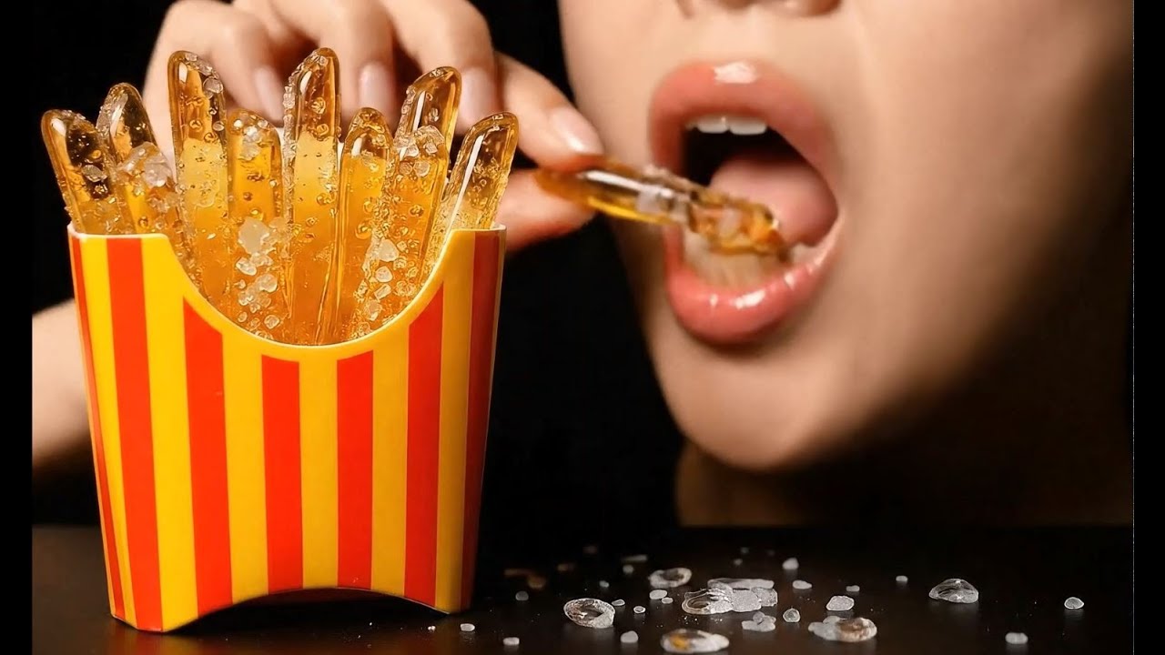 Glass Fries with Fast Food | AI ASMR Eating + Cutting Video | Oddly ...