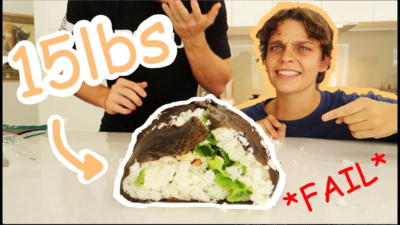 We Made A GIANT 15lb SUSHI ROLL!? *FAIL* - YouTube