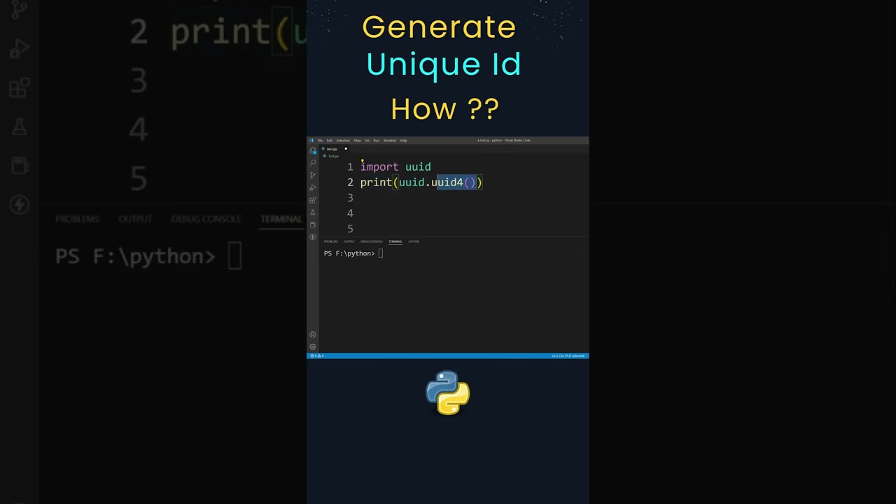 How To Generate Unique Id In Python shorts YouTube How To Generate Unique Id In Python shorts YouTube
