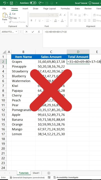 Easy way to sum numbers with commas in Excel - YouTube