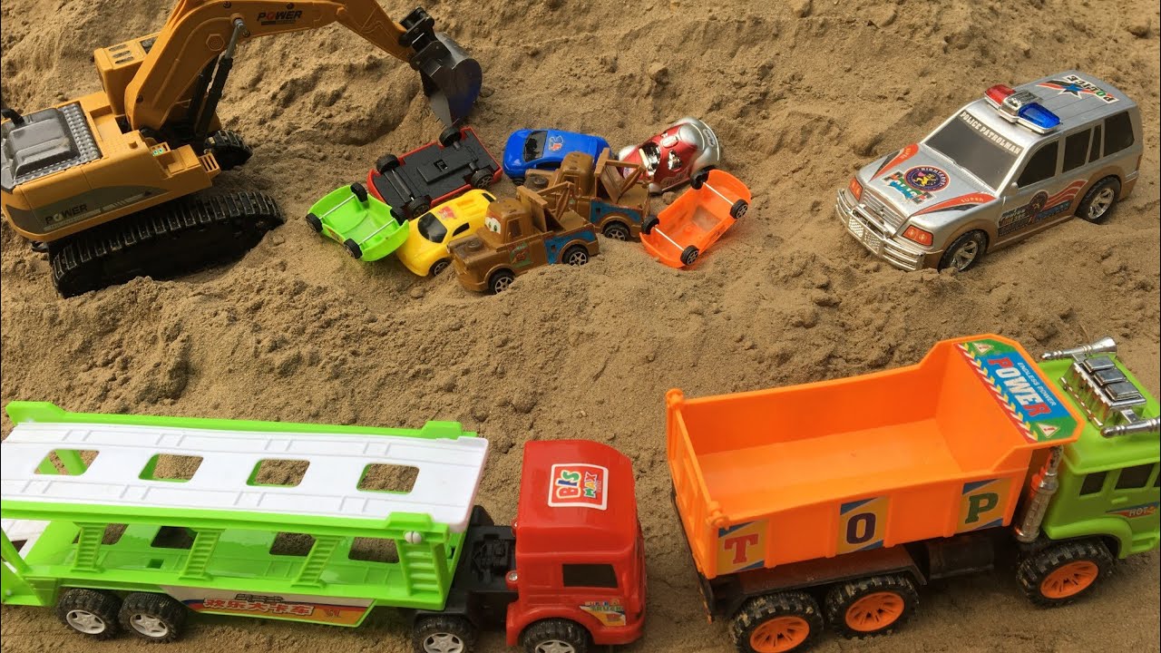 Car are buried in the sand | Toy cars - YouTube
