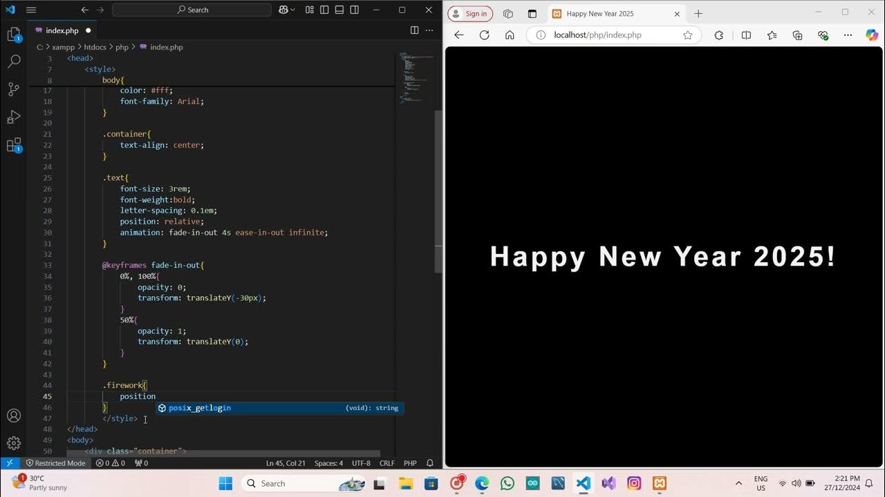 PHP Project 22 'Happy New Year 2025' Created by Trishanth Kumar - YouTube
