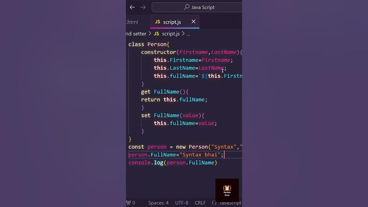 What Is Getter And Setter In Js Coding Programmingjavascript Vscode Css Html Youtube