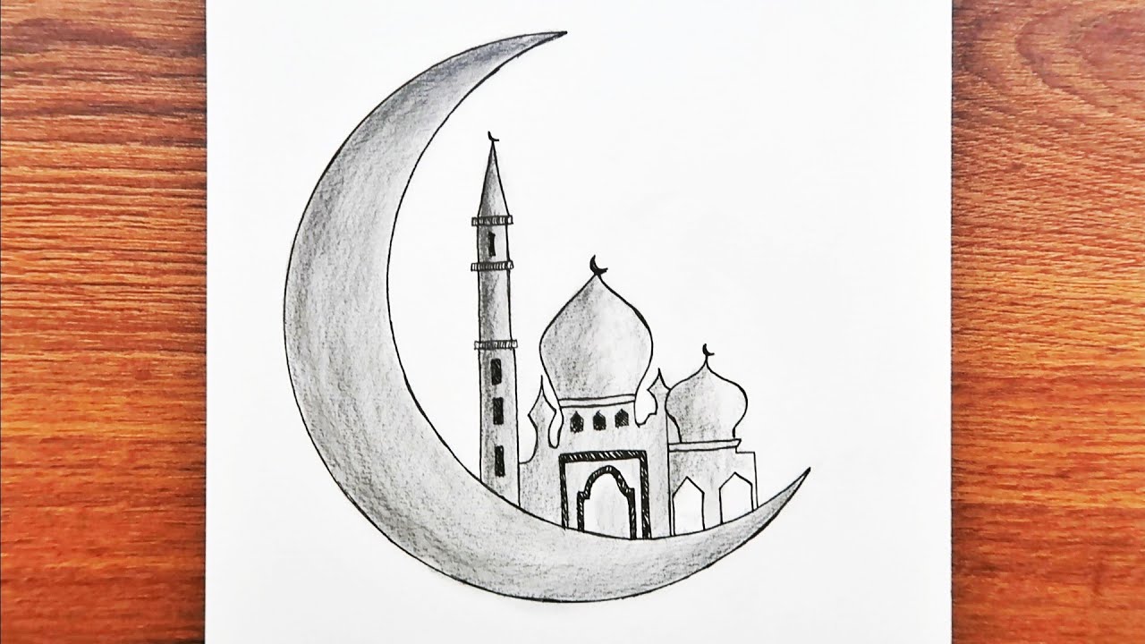 Ramazan Ayı Özel Çizimi / Karakalem Cami Çizimi Kolay - YouTube