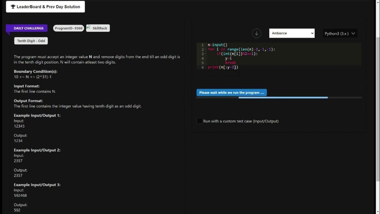Skillrack Daily Challenge 31082023 Tenth Digit Odd Program Id 9360 Python