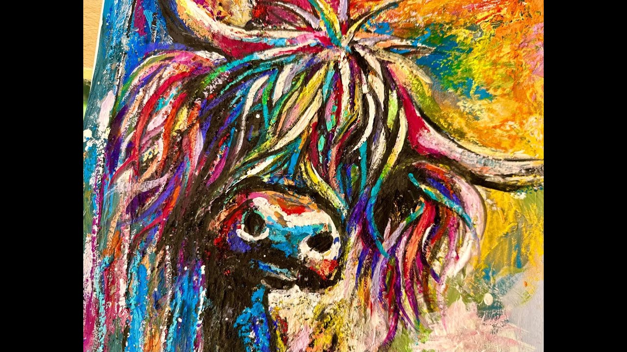 3 minute highland coo painting - YouTube