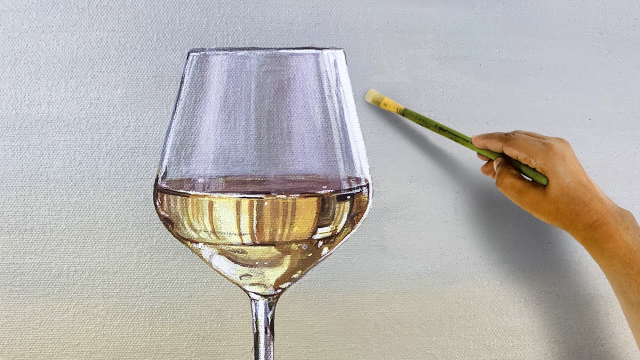 How to Paint a White Wine Glass I Acrylic Painting Process I The ...