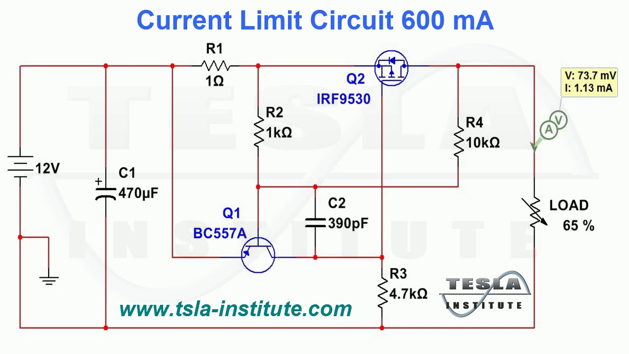 Current Limit Circuit 600 mA - YouTube