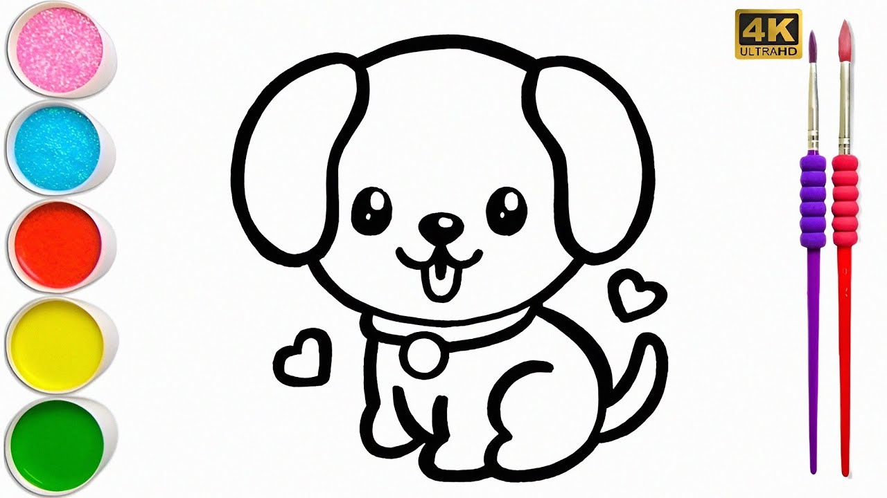 Beautiful Dog Drawing, Painting & Colouring For Kids and Toddlers ...