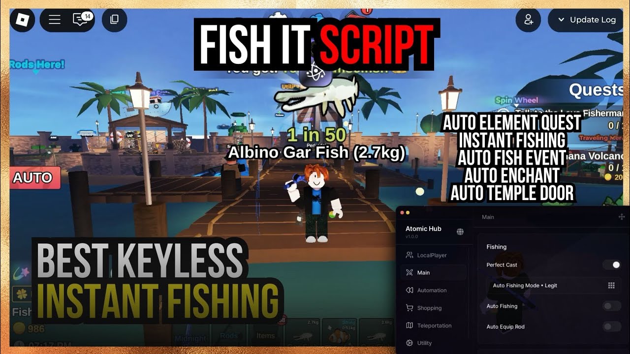 Best OP Keyless Fish It Script | Instant Fishing | Auto Elemental Quest ...