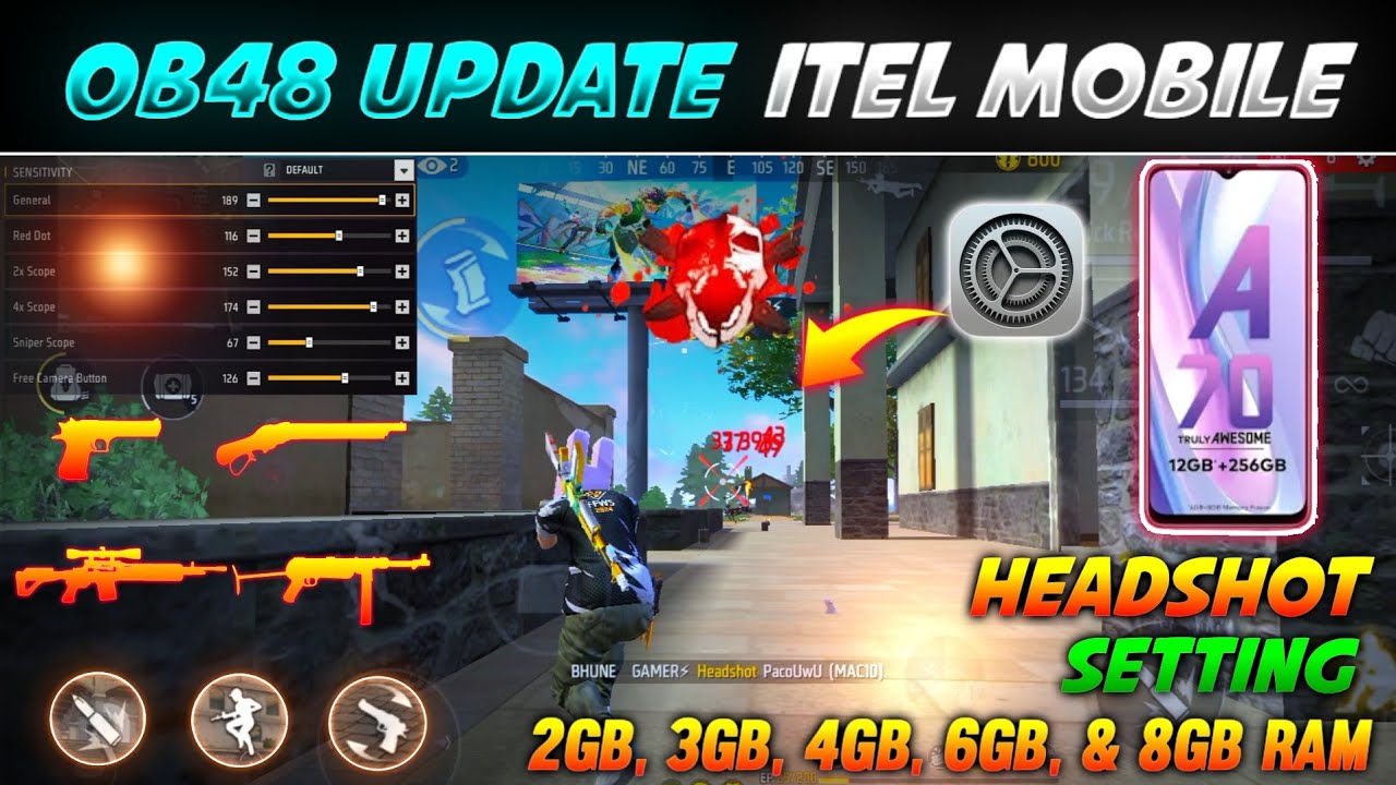OB48 UPDATE _ Free Fire Headshot Setting || All itel Mobile Sensitivity ...