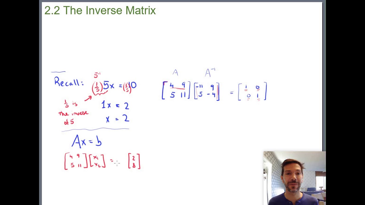 Introducing the Inverse Matrix (Math 204 Section 2.2 video 1) - YouTube