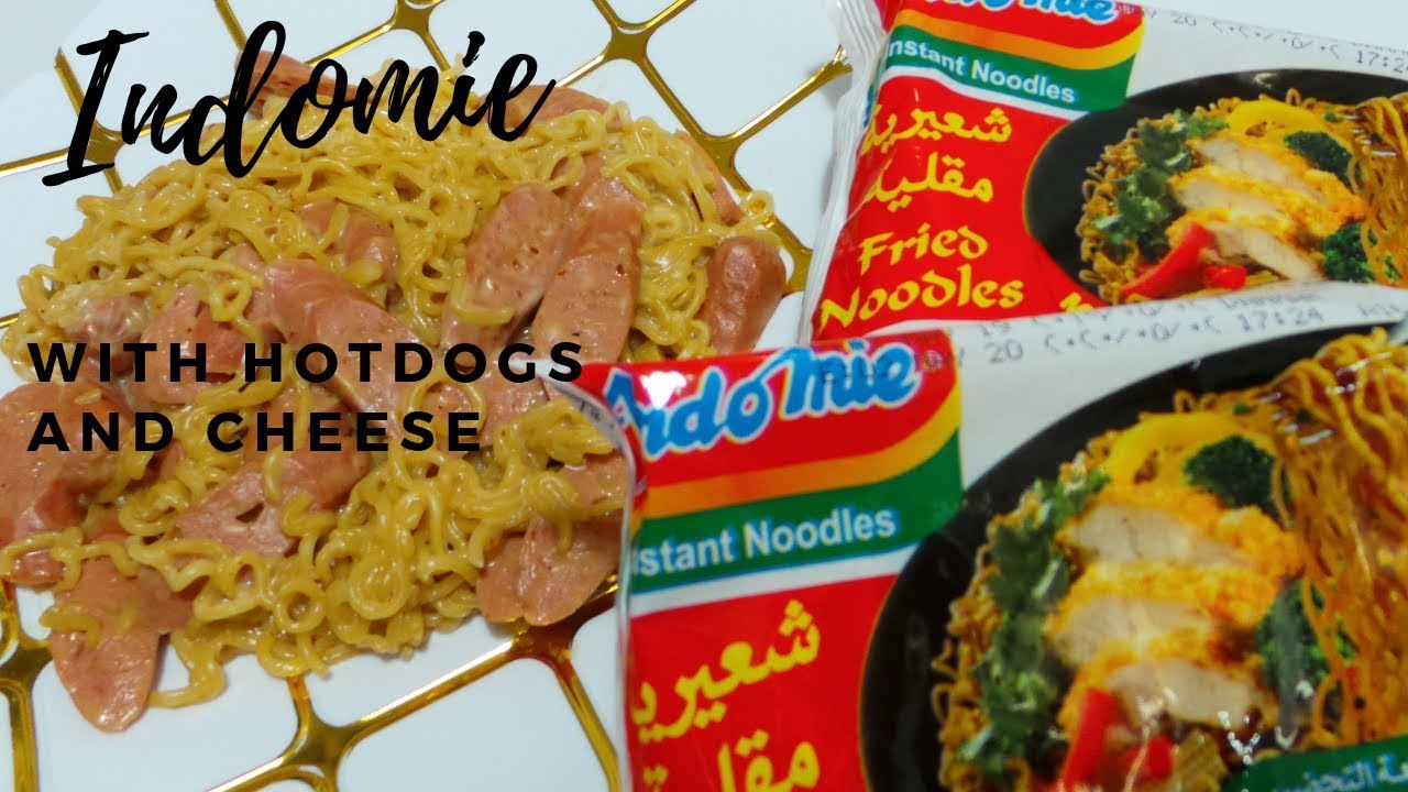 Easy cheesy Indomie with hotdogs and cheese - YouTube