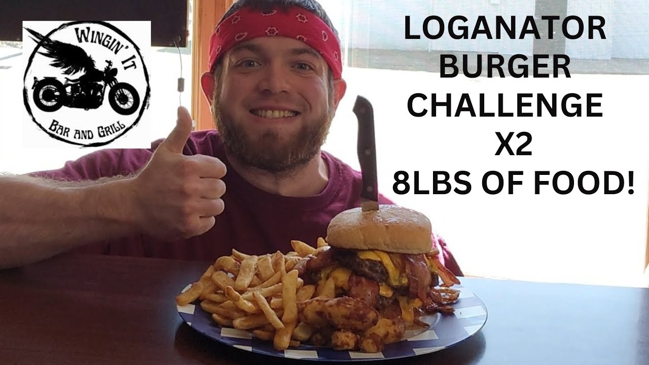 LOGANATOR BURGER CHALLENGE!!! WINGIN' IT BAR AND GRILL X2 - YouTube