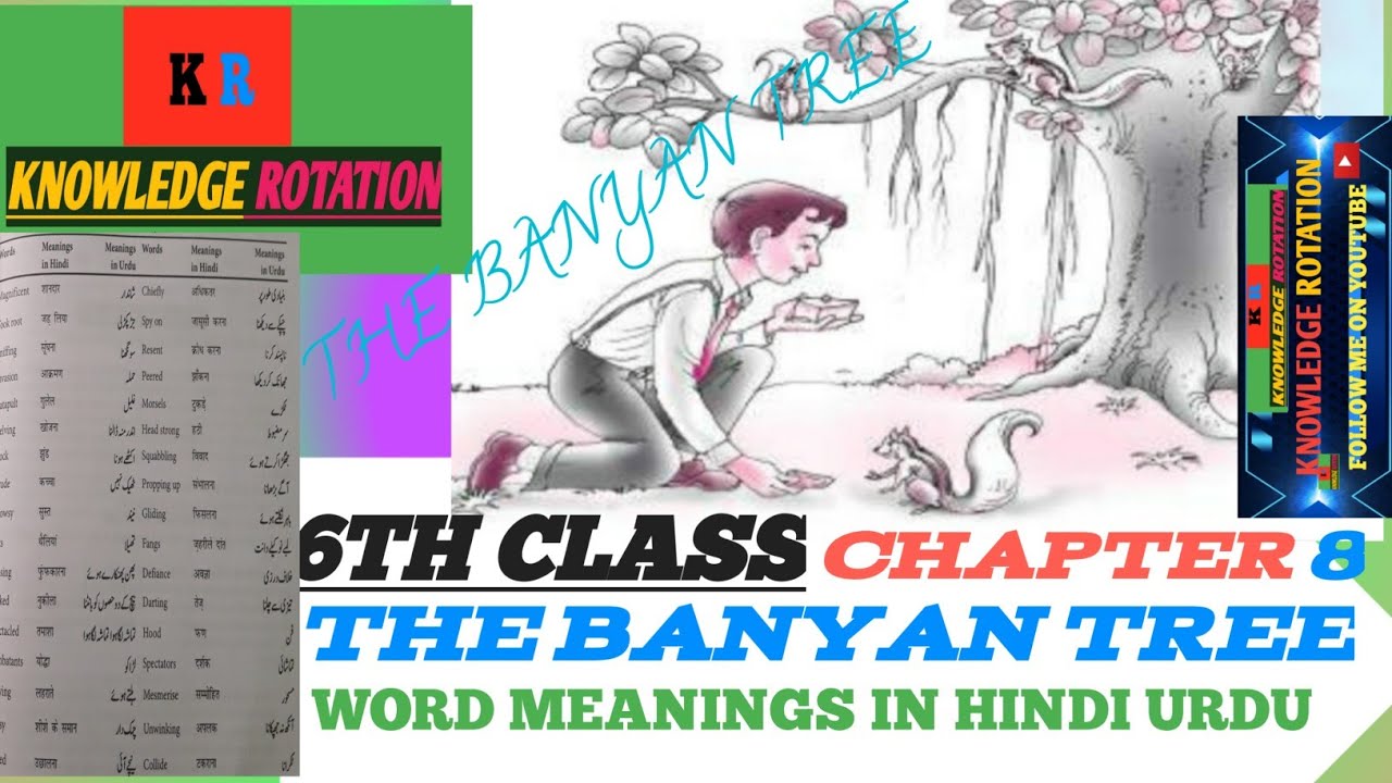 6TH CLASS ENGLISH CHAPTER 8 THE BANYAN TREE WORDS MEANINGS IN HINDI ...