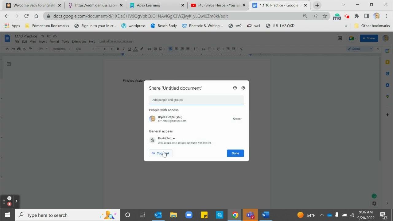 Submitting a Google Document - YouTube