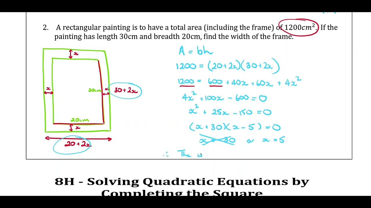 Yr 10 Adv Quadratics 8 - Solving quadratic equations by completing the ...