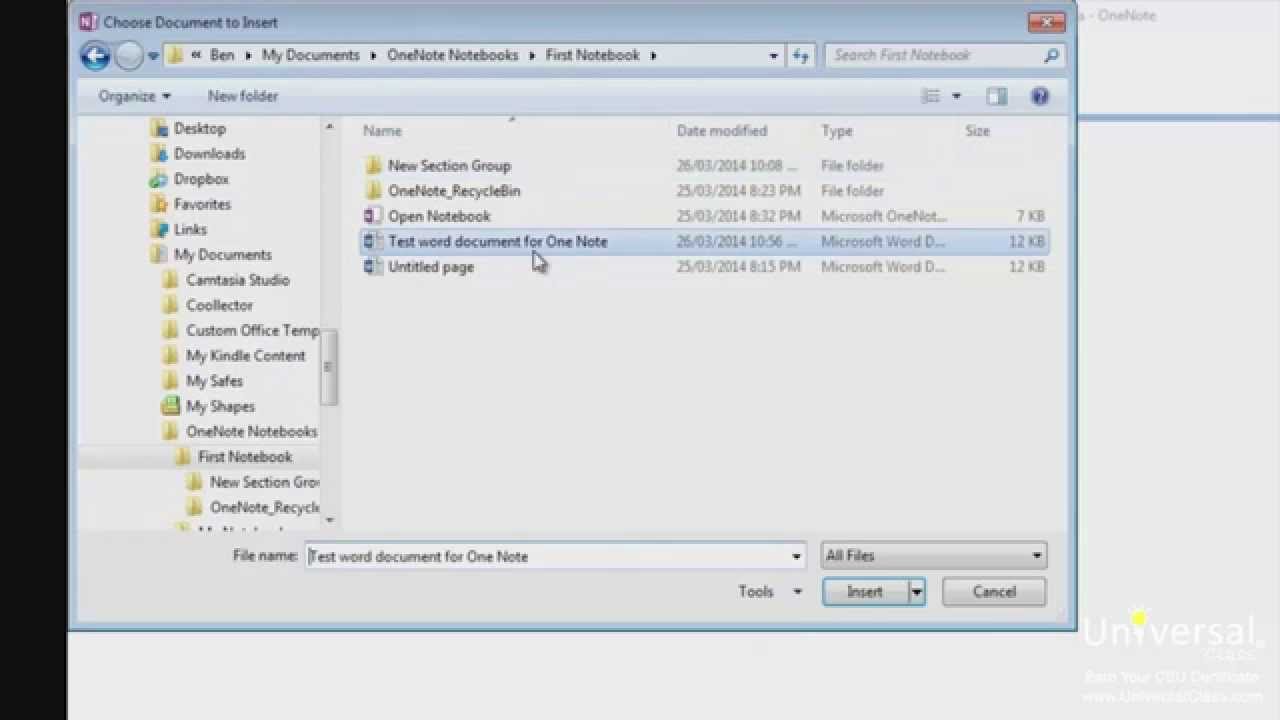 Inserting External Data in OneNote 2013 - YouTube