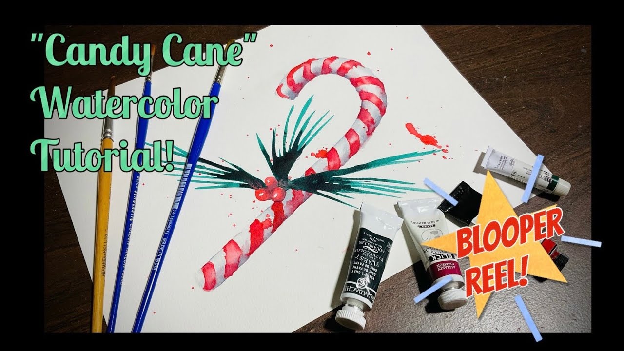 Watercolor Tutorial for Beginners! Candy Cane - YouTube