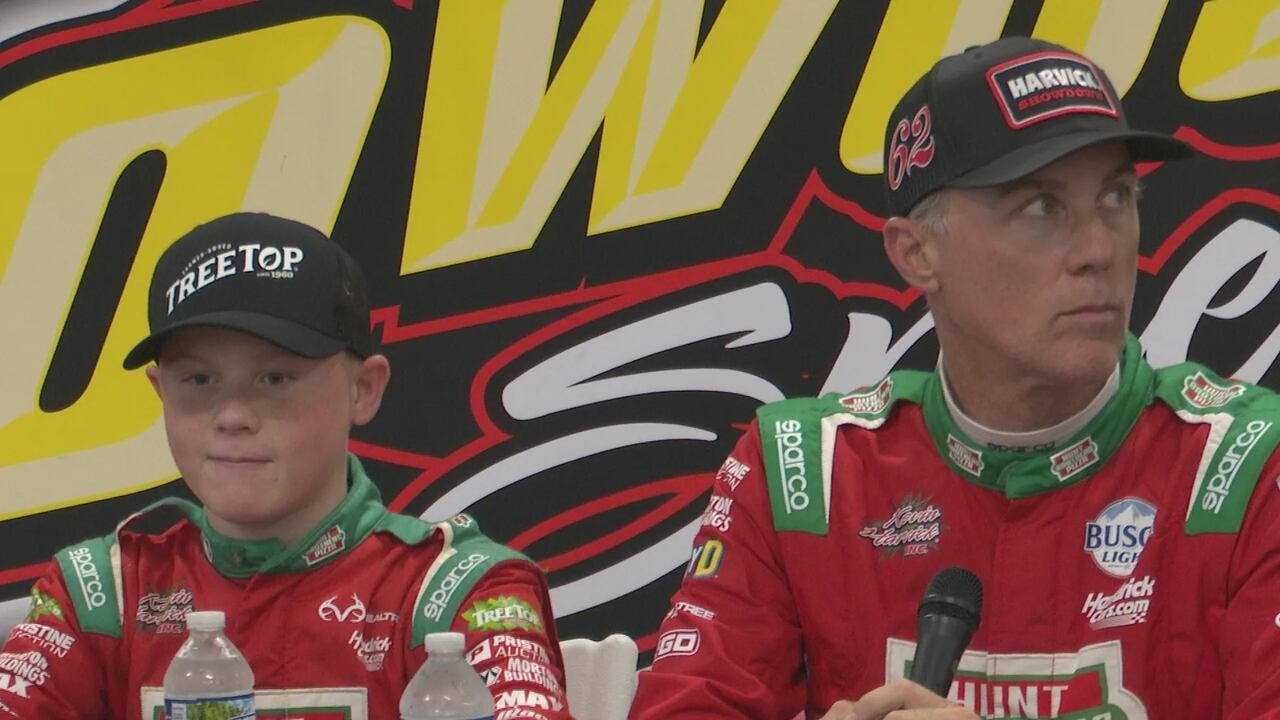 Retired NASCAR legend Kevin Harvick racing for fun with his son Keelan ...