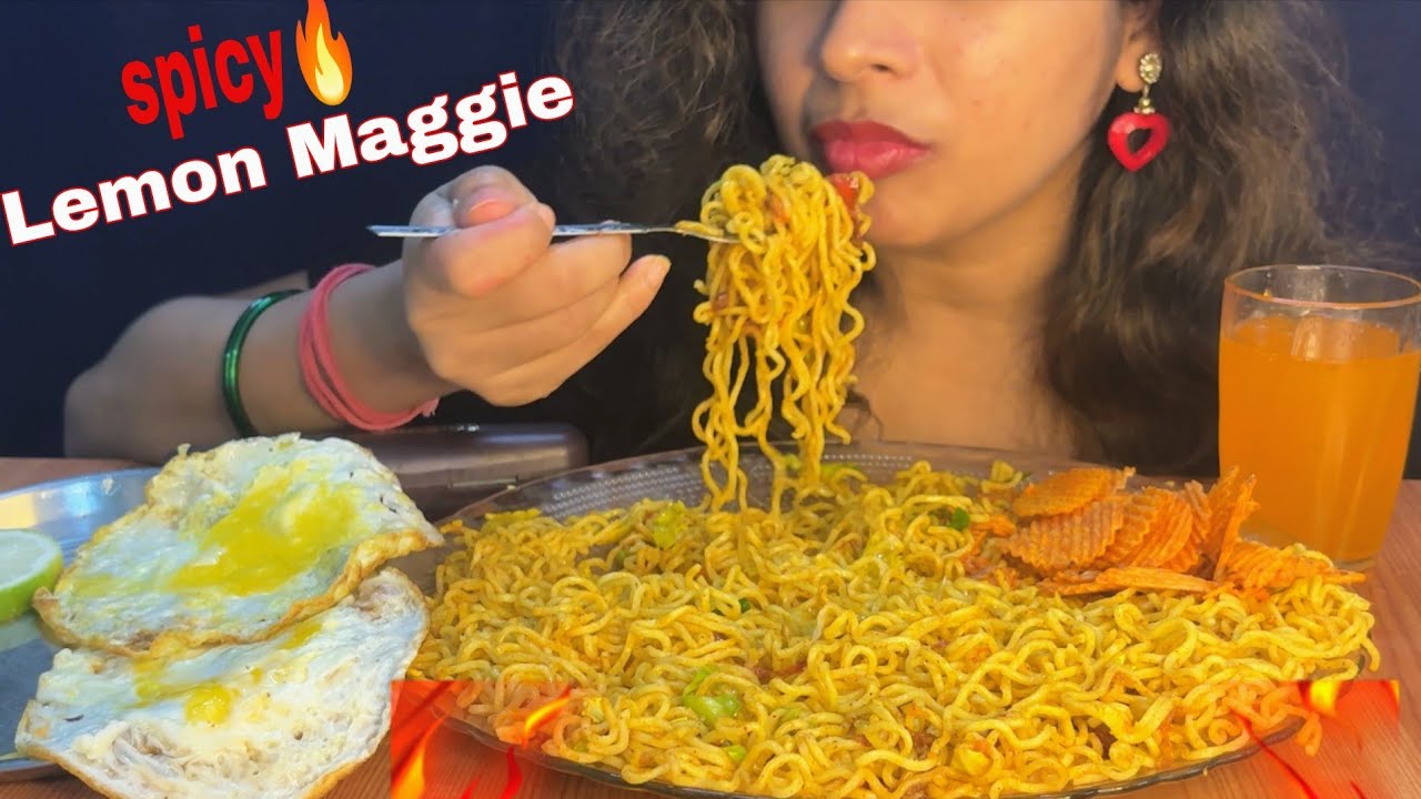 ASMR EATING MAGGI | omelette | chips | lays , big bite, Mukbang, cold ...