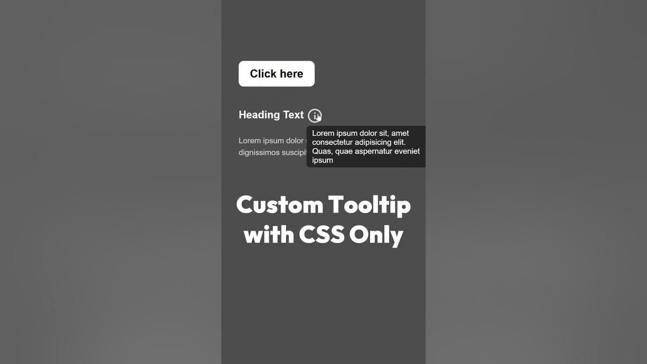 Custom Tooltip Design Using CSS Only | #css #html #shorts - YouTube