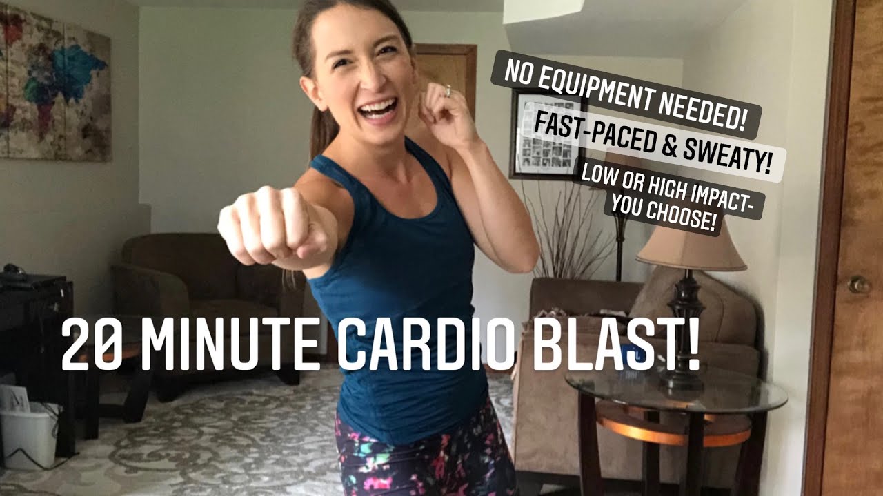 20 minute QUICK CARDIO BLAST- no equipment needed home cardio workout ...