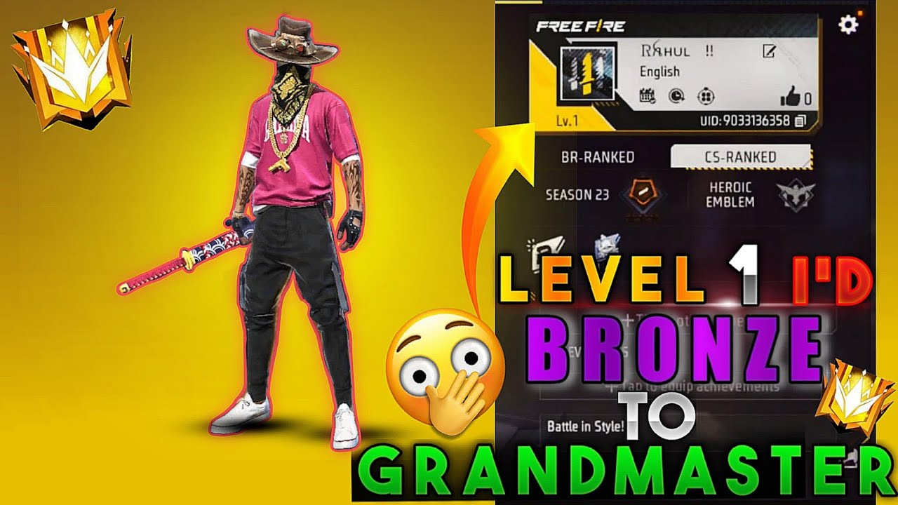 BRONZE TO GRANDMASTER IN LEVEL 1 I'D 🔥 | LEVEL 1 ID BRONZE TO ...