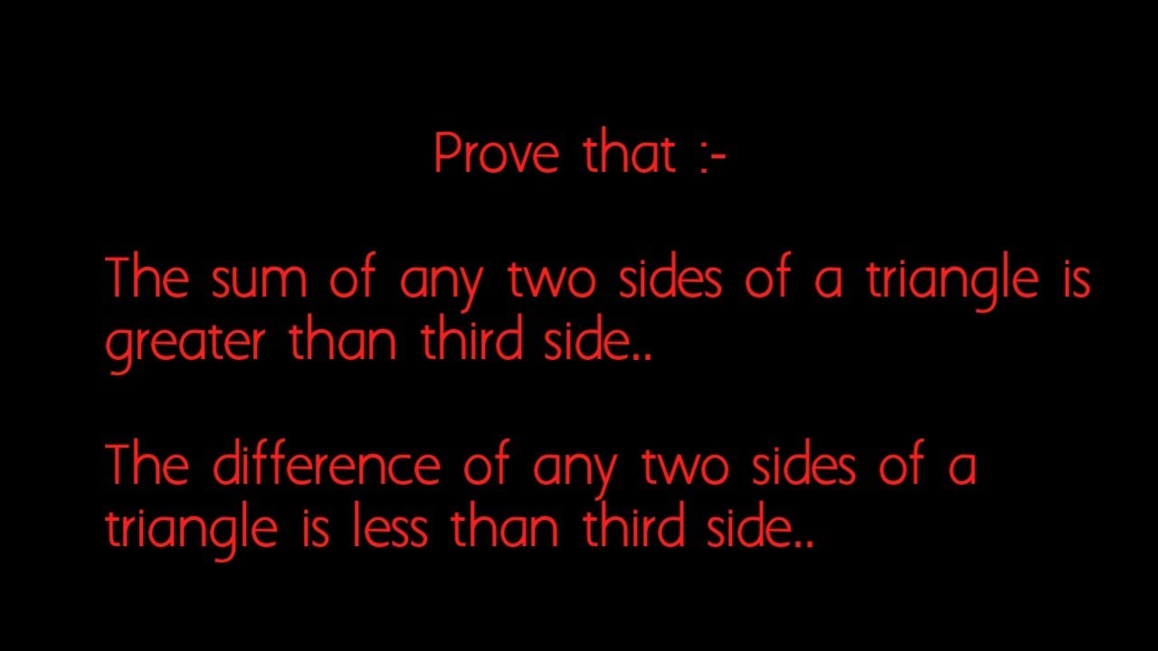 theorem 7.8 9th class | the difference of any two sides of a triangle ...