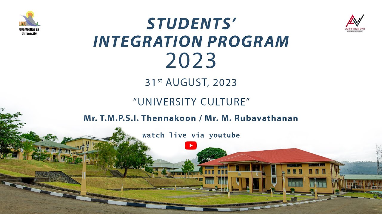 Students’ Integration Programme - 2023 | Lecture on “University Culture ...