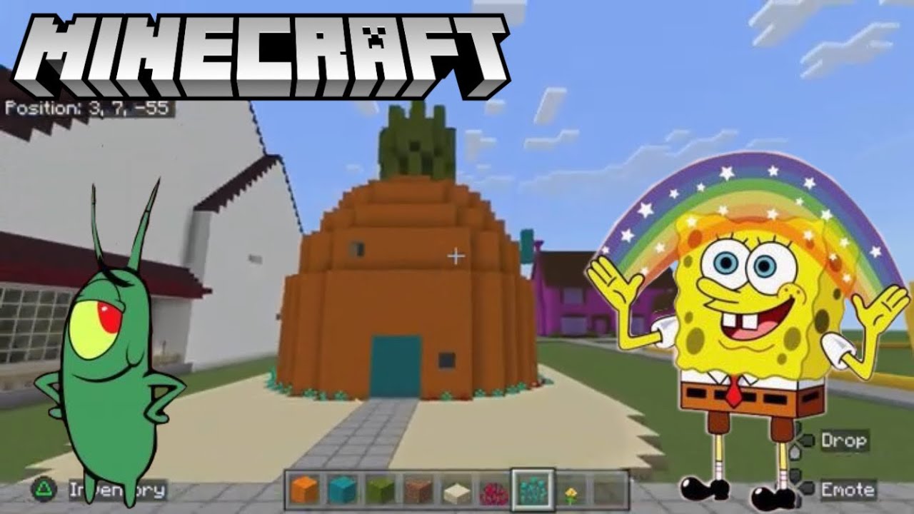 Minecraft tutorial: How to build SpongeBob square pants house - YouTube