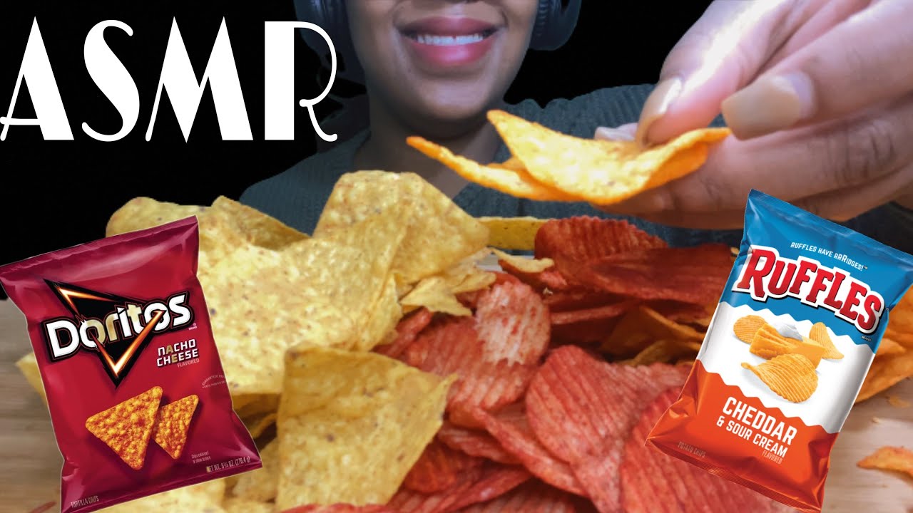 ASMR *NO TALKING* NACHO CHEESE+RANCH DORITOS+SPICY RUFFLES CHIPS ...