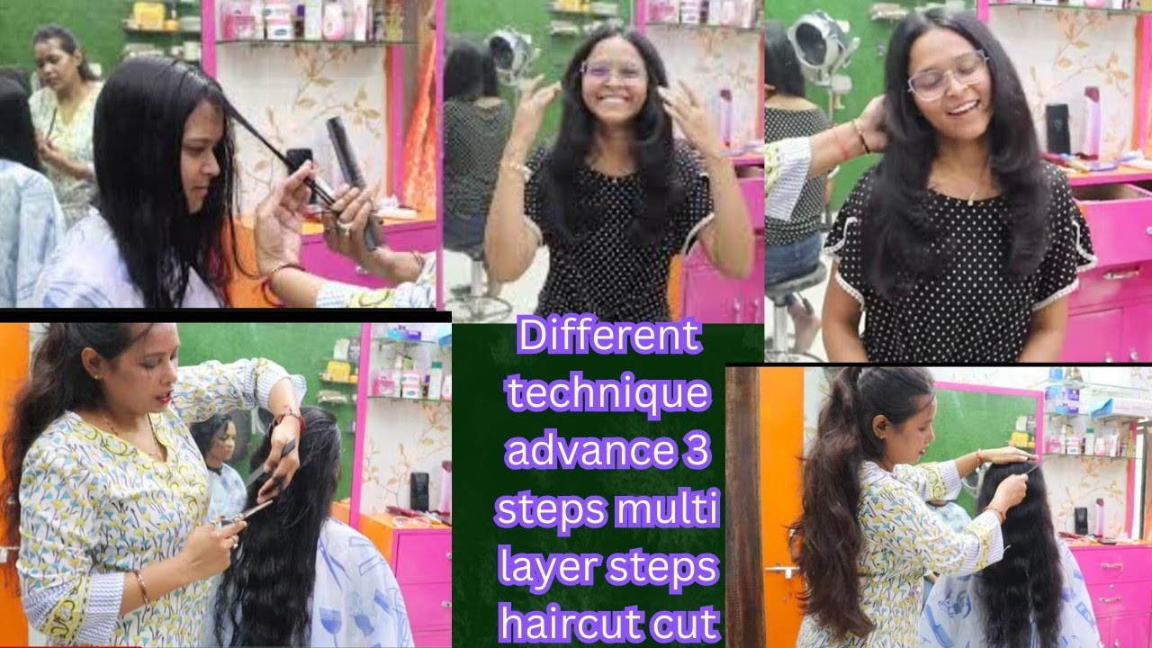 Different technique advance three steps multi layers haircut step by ...