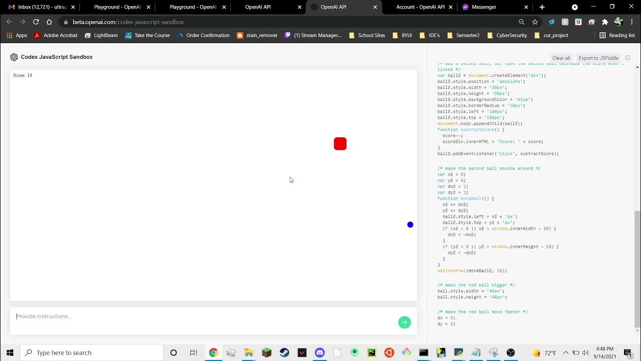 OpenAI codex javascript demo - YouTube