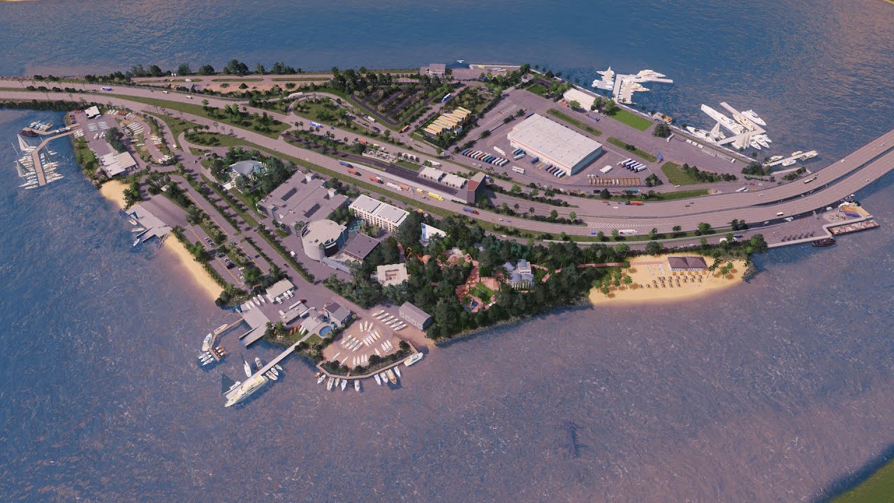 Cities Skylines : Watson Island, Miami 1:1 project - YouTube